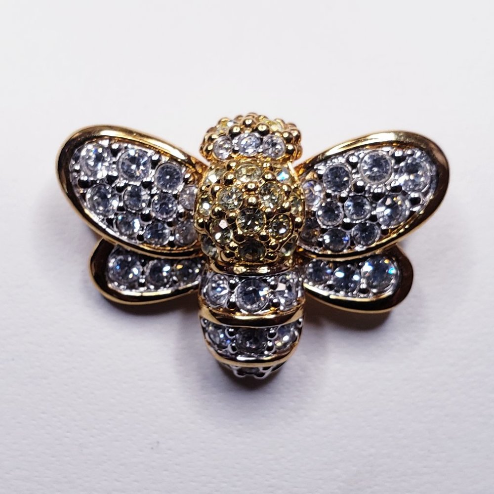 Signed Swarovski Crystal Honey Bee Brooch - Gem